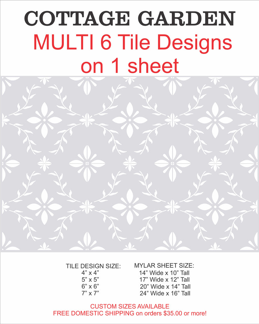 COTTAGE Garden Tile Stencils - Floor Stencil - Tile Painting - Wall Stencil | Superior Stencils